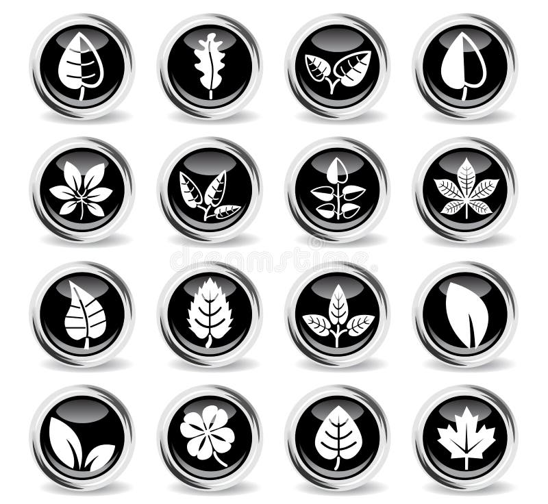 Leaves icon set stock illustration. Illustration of nature - 88571440