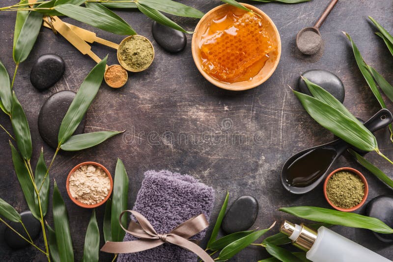 Leaves and items for spa stock image. Image of refreshment - 108730261
