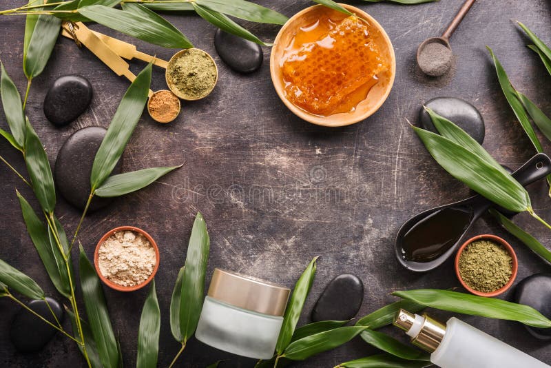 Leaves and items for spa stock photo. Image of dermatology - 109464242