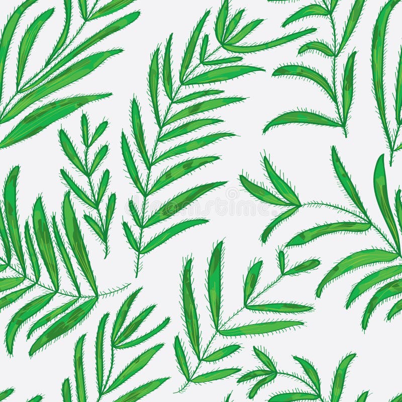 Leaves Long Seamless Pattern Stock Vector - Illustration of floral ...