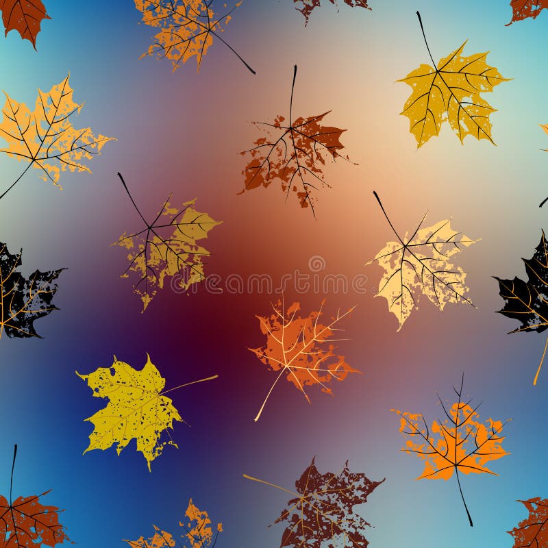 Leaves of Maple on Blurred Background, Autumn Pattern. Stock Vector ...