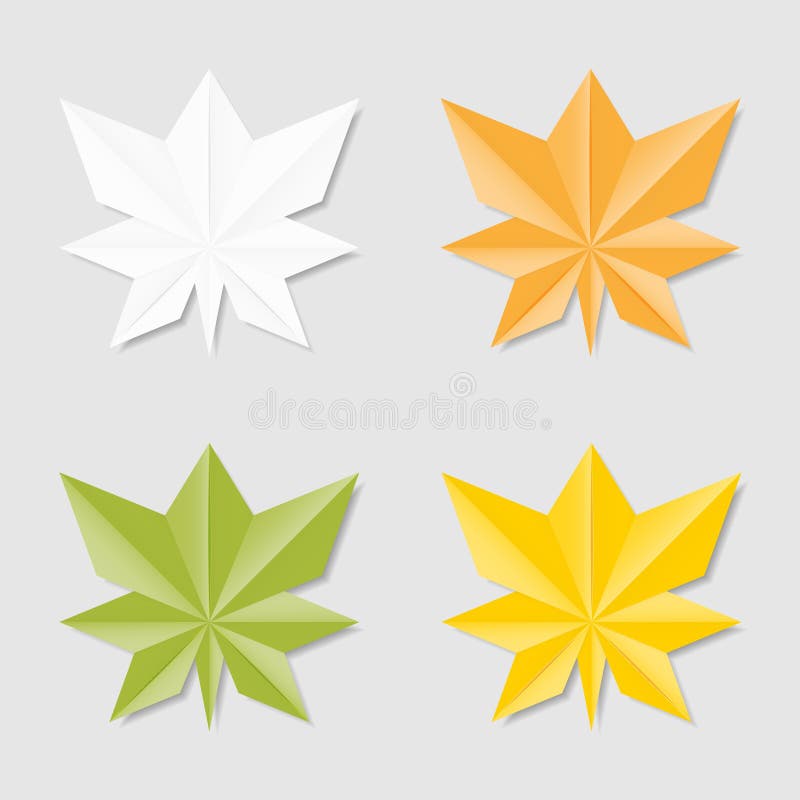 Leaves in origami style stock vector. Illustration of textured - 44005802