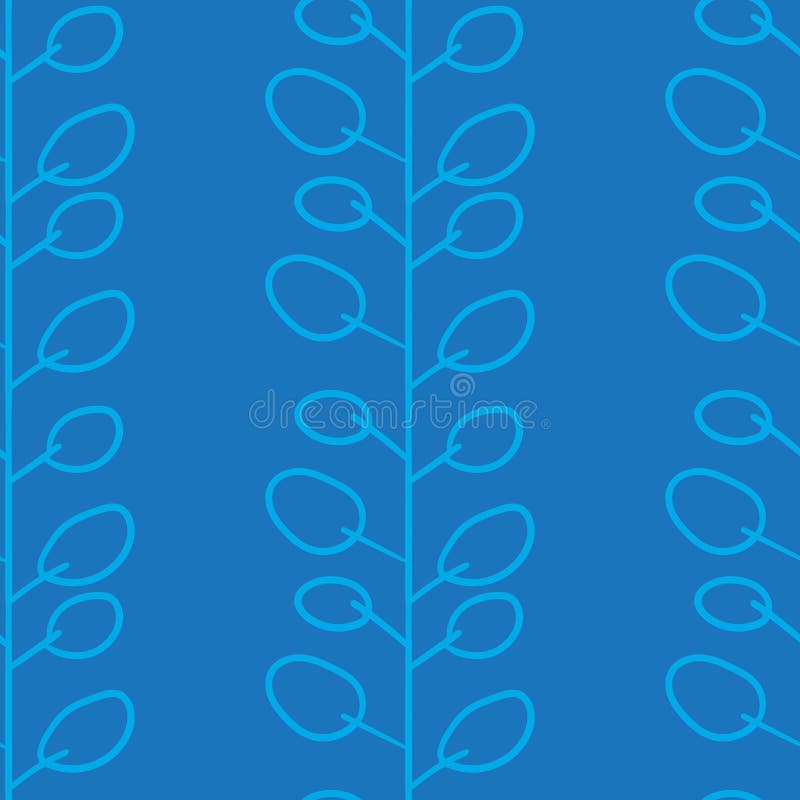 Leaves Pattern on Blue Background Stock Vector - Illustration of ...