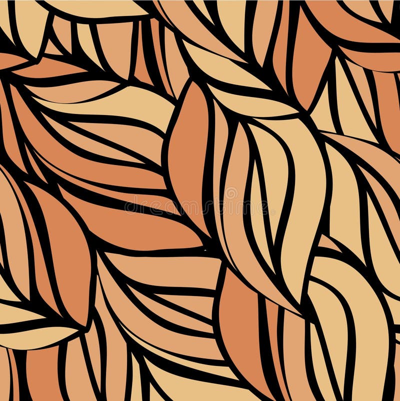 Leaves Pattern Orange Waves Stock Vector - Illustration of modern ...