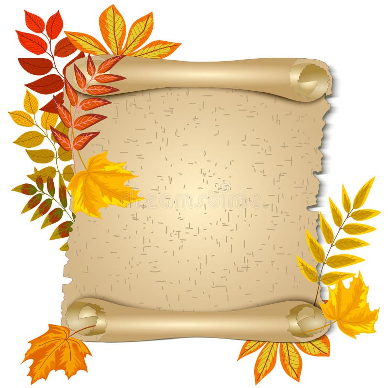 Leaves and Scroll in Illustration. Stock Vector - Illustration of ...