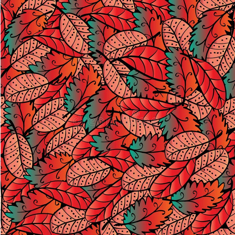 Leaves Seamless Pattern. Hand Drawing Leaf Texture Stock Vector ...