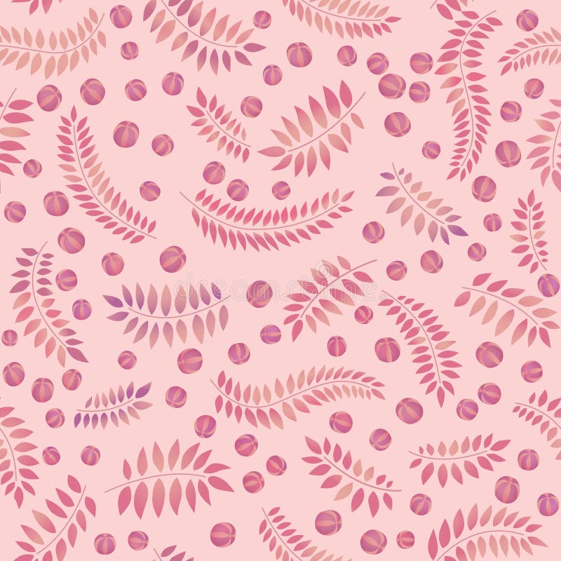 Leaves Seamless Pattern on Pink Background Stock Vector - Illustration ...