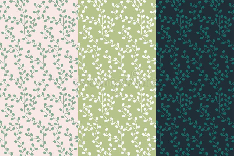 Leaves. Seamless Pattern Set. Vector Leaf. Hand Drawn Repeating ...