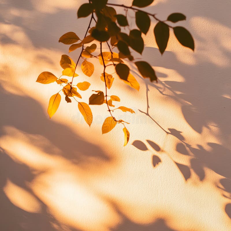 Leaves and Shadow of Tree on the Wall. Nature Background Stock ...