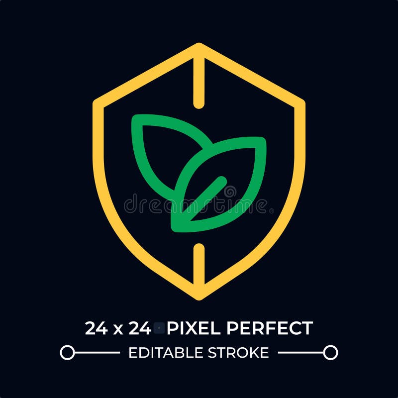 Leaves on Shield Dark Color Line Ui Icon Stock Illustration ...