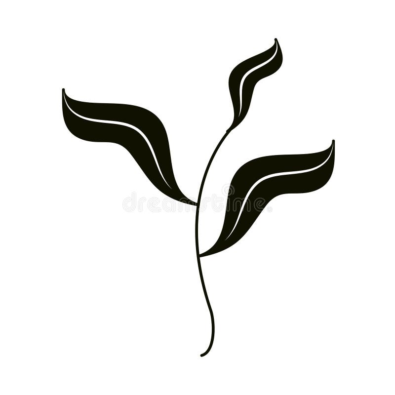 Leaves Silhouette Icon Style, Curly Leaves Nature Decoration Stock ...