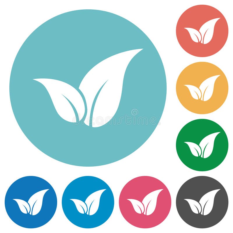 Leaves Solid Flat Round Icons Stock Vector - Illustration of vegetal ...