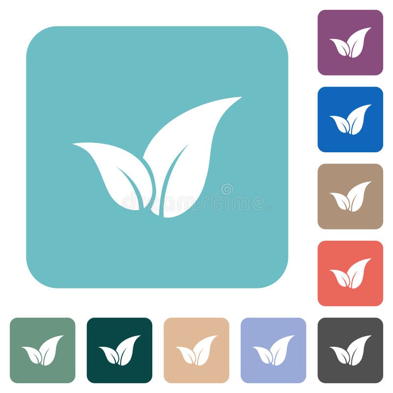 Leaves Solid Rounded Square Flat Icons Stock Vector - Illustration of ...