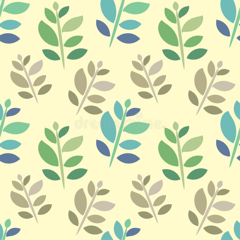 Leaves on the Stem Seamless Pattern Vector Illustration Stock Vector ...