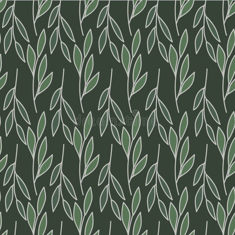 Horizontal and Vertical Leaves Stems Print Seamless Pattern Stock ...