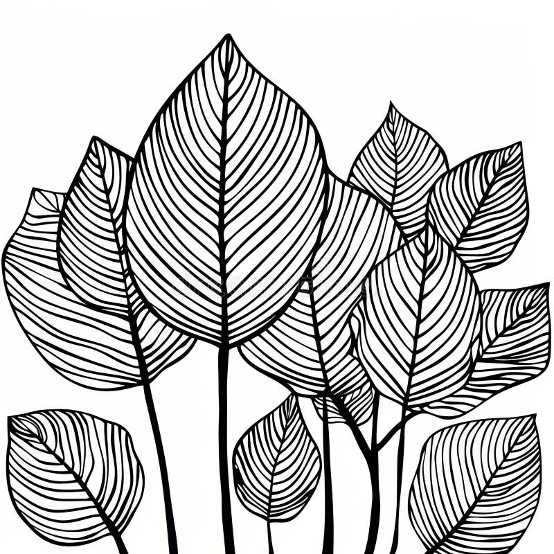 Leaves in a Straight Line Illustration, Decorative Botanical Element ...
