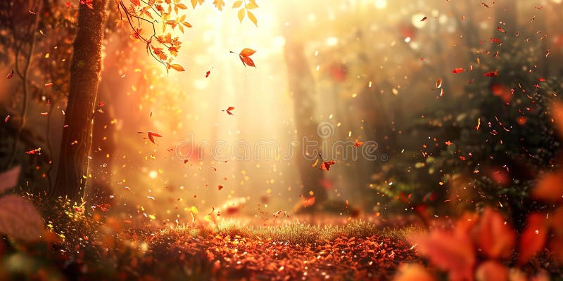 Leaves Swirling in the Autumn Forest Stock Photo - Image of bright ...