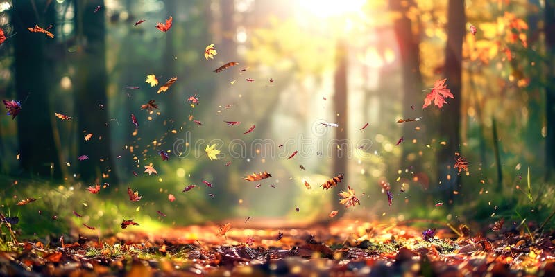 Leaves Swirling in the Autumn Forest Stock Photo - Image of color ...
