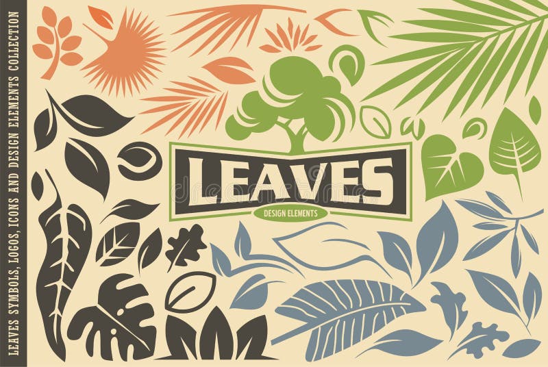 Leaf Symbols, Icons and Signs Collection Stock Vector - Illustration of ...