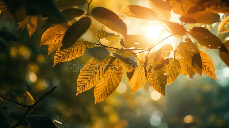 Leaves Taken from the Bottom in the Rays of the Sun Stock Illustration ...