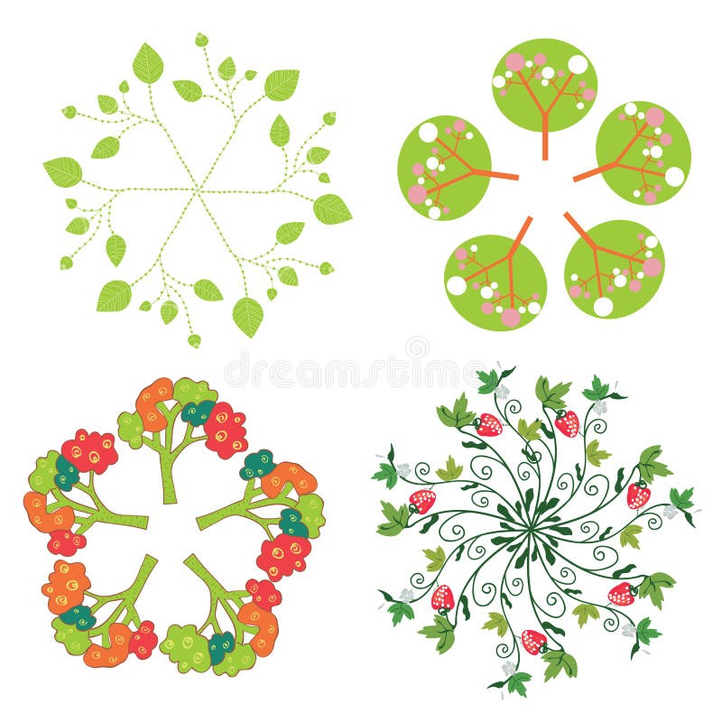 Leaves, Trees, Flowers Symbols Stock Vector - Illustration of flores ...