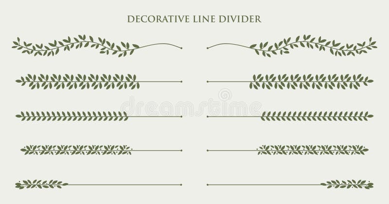 Leaves Vines Line Divider for Text Layout Separator Decoration Element ...