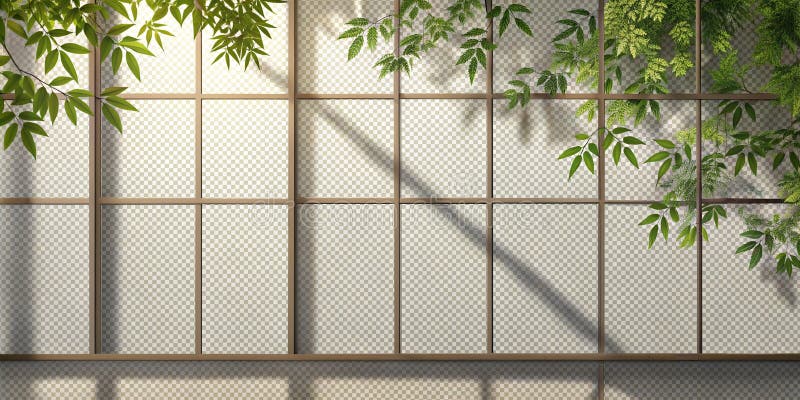 Leaves and Window Pane Shadow Overlay Effect Generative AI Stock ...