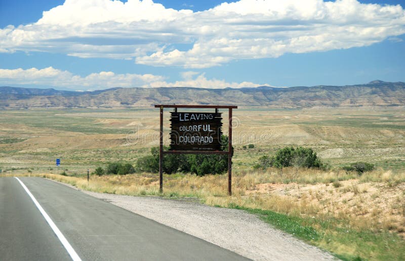 Leaving Colorful Colorado Highway Sign Stock Photo - Image of state ...