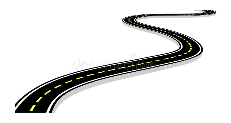 Leaving the Highway, Curved Road with Markings. 3D Vector Illustration ...