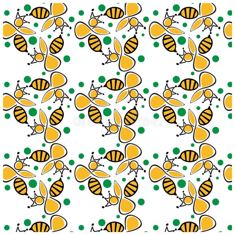 Bees Line Seamless Pattern, Bee Backgound. Flat Design Stock Vector ...