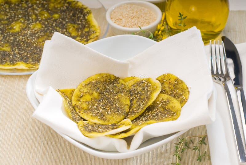 Manouche thyme and cheese stock photo. Image of olive - 17165790