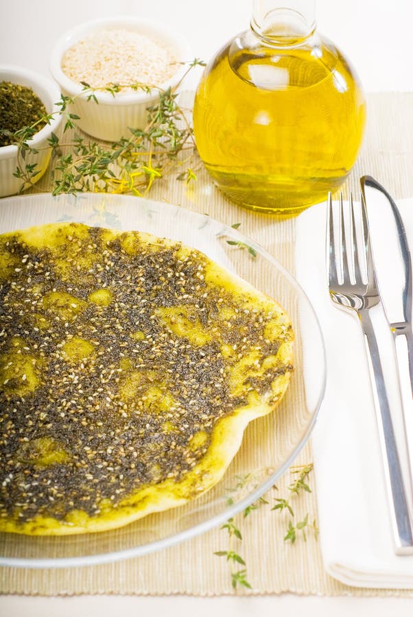 Lebanese Manouche or Manoushe Stock Photo - Image of pita, green: 13937852