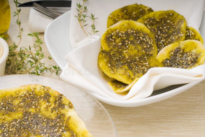 Lebanese Manouche or Manoushe Stock Photo - Image of pita, green: 13937852