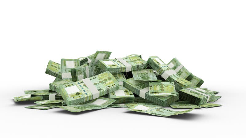100000 Lebanese Pound Notes Isolated on White Background Stock ...