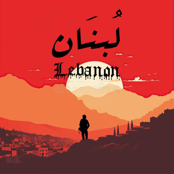 Lebanon in Arabic Language with Handwritten Calligraphy Thuluth Font ...