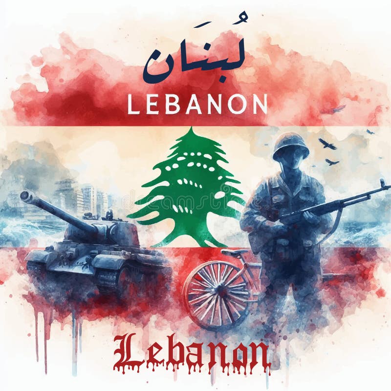 Lebanon in Arabic Language with Handwritten Calligraphy Thuluth Font ...