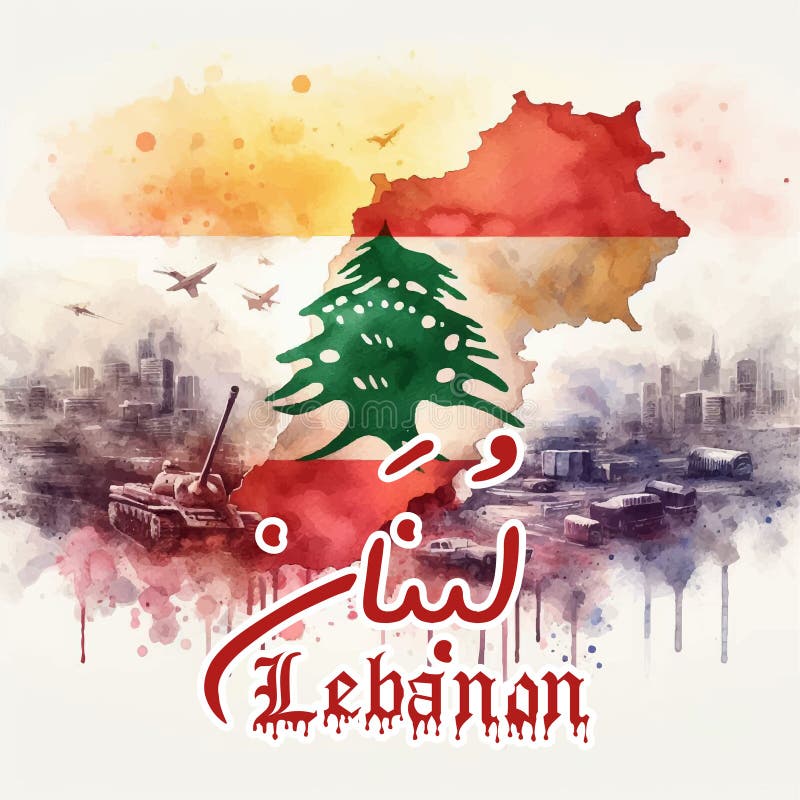 Lebanon in Arabic Language with Handwritten Calligraphy Thuluth Font ...