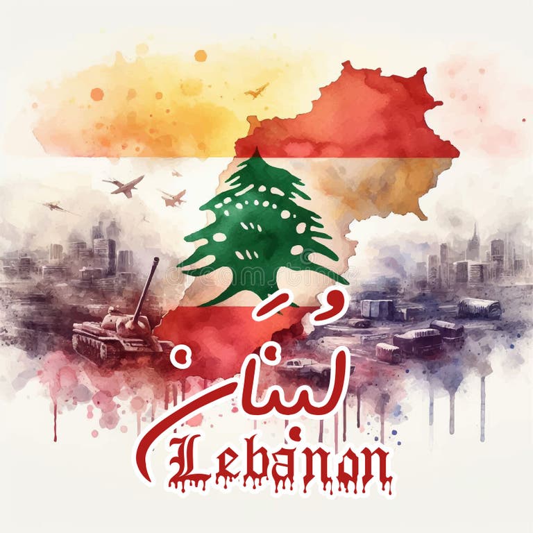 Lebanon in Arabic Language with Handwritten Calligraphy Thuluth Font ...