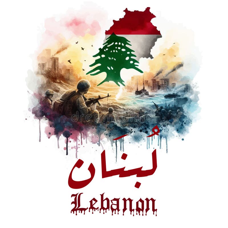 Lebanon in Arabic Language with Handwritten Calligraphy Thuluth Font ...