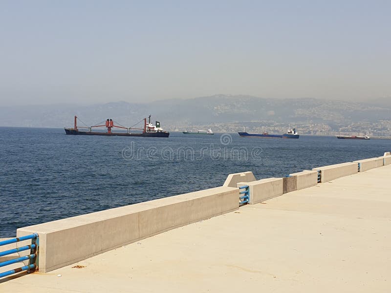 Lebanon Beirut Harbour Ships Stock Photo - Image of ships, harbour ...