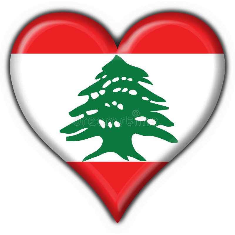 Lebanon Button Flag Heart Shape Stock Illustration - Illustration of ...