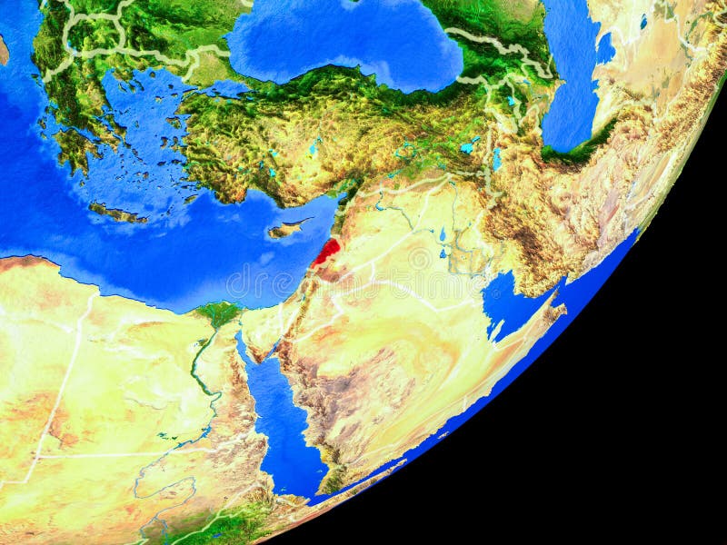 Lebanon on Earth from Space Stock Illustration - Illustration of asia ...