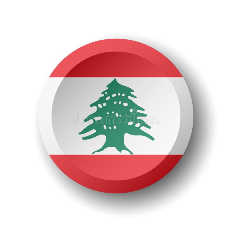 Circle Button Flag of Lebanon Stock Vector - Illustration of isometric ...