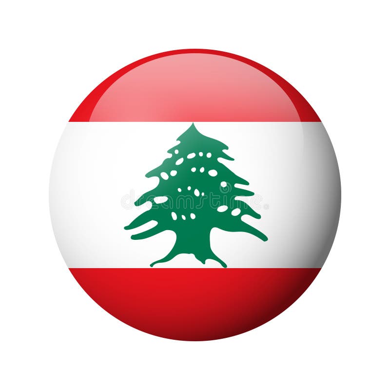 Glossy Circle Badge Flag of Lebanon Stock Vector - Illustration of ...