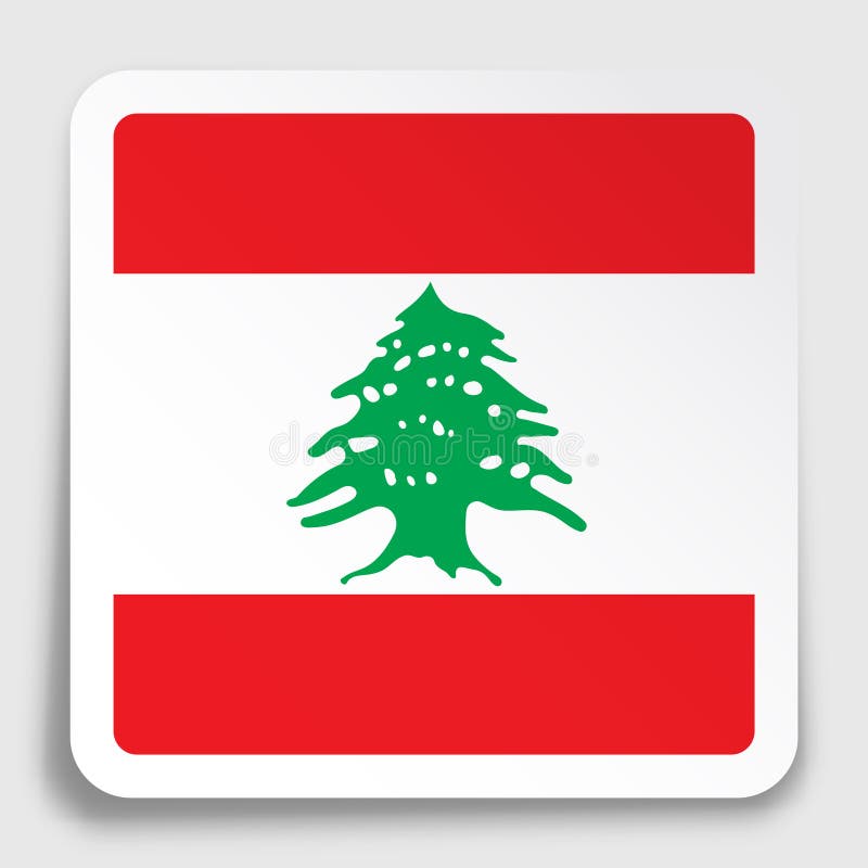 LEBANON Flag Icon on Paper Square Sticker with Shadow. Button for ...