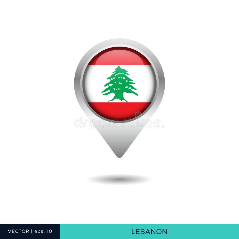 Lebanon Flag Map Pin Vector Design Template. Stock Vector ...