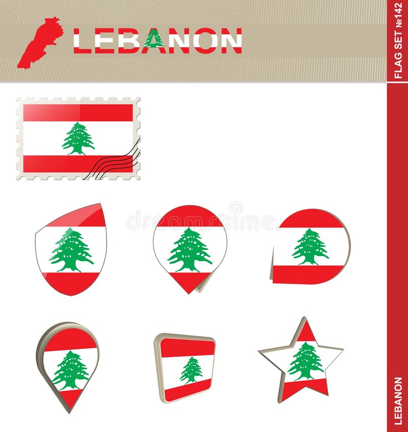 Lebanon Map and Flag, Vector Map Icon with Highlighted Lebanon Stock ...