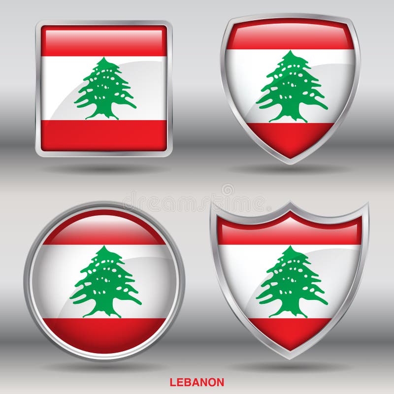 Lebanon Flag in 4 Shapes Collection with Clipping Path Stock Vector ...