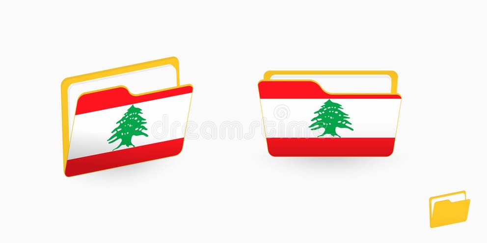 Lebanon Flag on Two Type of Folder Icon Stock Illustration ...