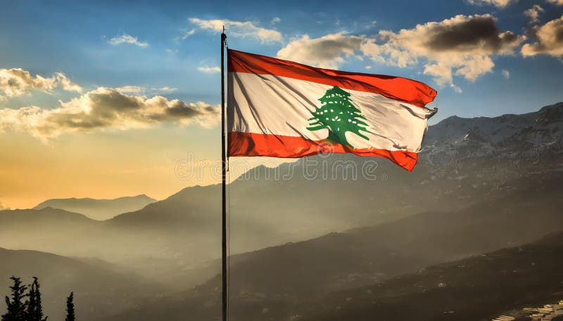 Lebanon Flag Waving on the Wind Stock Illustration - Illustration of ...